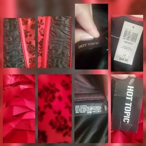 Hot Topic | Tops | Nwt Hot Topic Corset Red Wflocked Roses | Poshmark